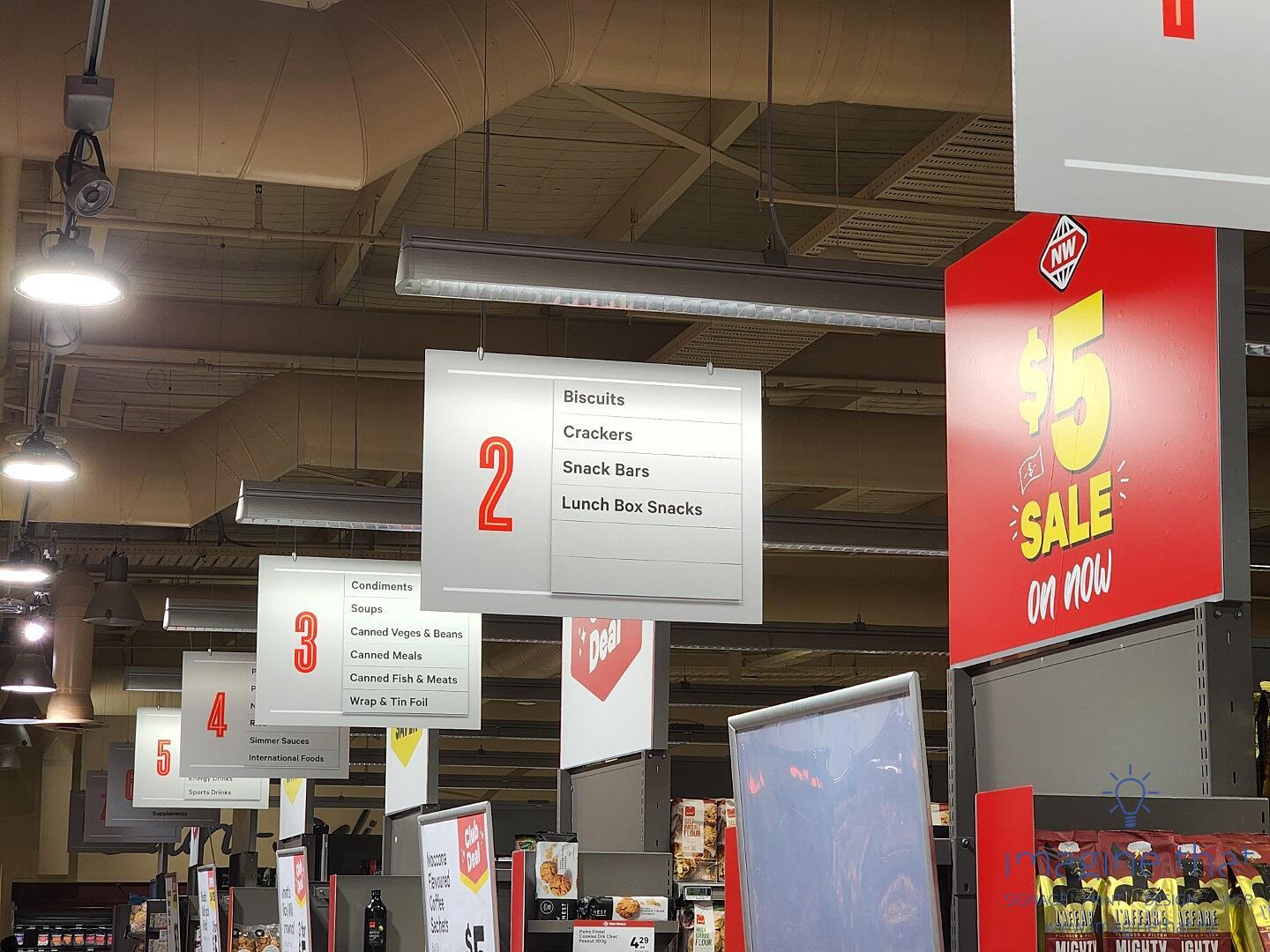 Aisle and Checkout Signage | New World | New Zealand